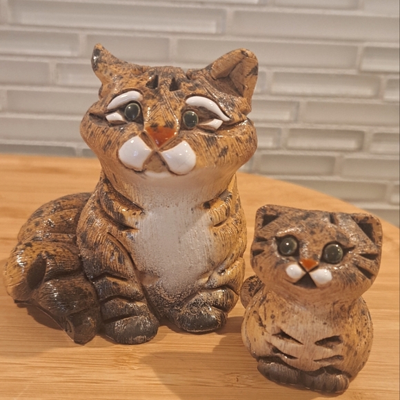 Art | Artesania Rinconada Mama Cat Kitten Sculpture Figurines Handmade ...